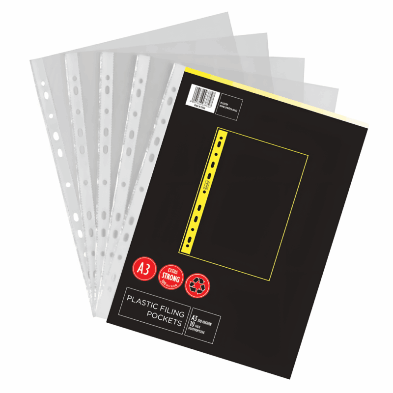 A3 Filing / Plastic Pockets 100mic Pack of 10 | Speciality Stationery